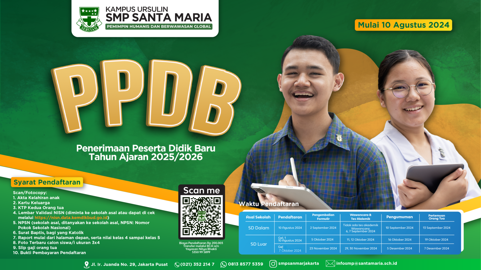 Pendaftaran PPDB SMP Santa Maria Jakarta Tahun Pelajaran 2025-2026 ...